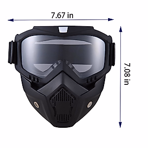 Motorcycle Goggles Dirt Bike ATV Motocross Anti-UV Adjustable Riding Offroad Protective Combat Tactical Military Clear Glasseswith Removable Face Mask Men Women