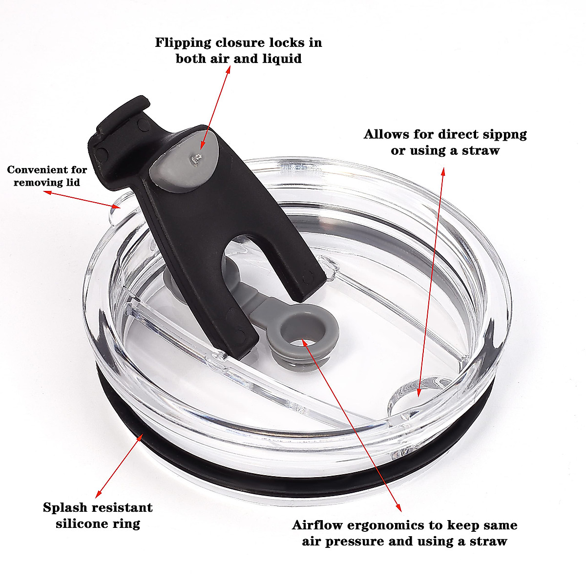 20oz Skinny Tumbler Cups Replacement Lids Compatible with YETI Rambler and More, Spill Proof Covers, Straw Friendly (Double Hole), 4 Count (Pack of 1)…