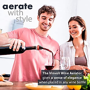 VINVOLI Wine Aerator - New 2023 Luxury Wine Air Aerator - Wine Aerators Pourer - Red Wine Decanter with Aerator - Wine Aerator Pourer Spout - Professional Quality for Wine Lovers and Sommeliers