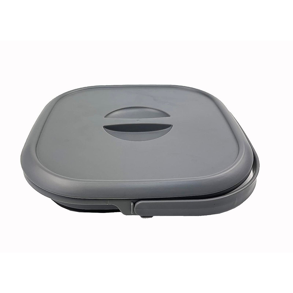 SAMMART 8.5L (2.2 Gallon) Collapsible Square Handy Bucket with Lid/Foldable Square Water Pail with Lid/Portable Tub with Handle and Lid (Grey/Black)