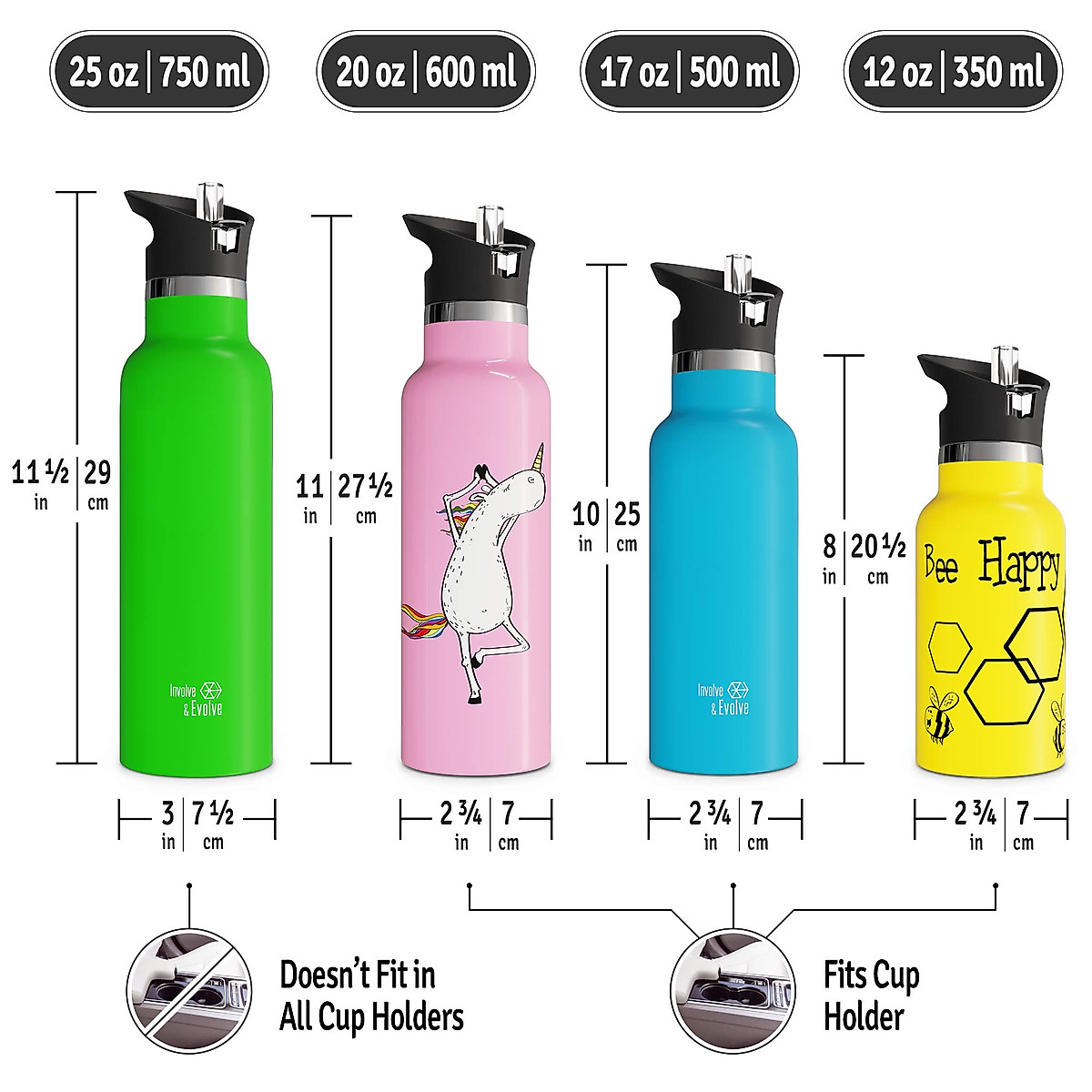 Kids Water Bottle Easy-Sip Straw Lid Leak-Proof Insulated Stainless Steel Thermos Perfect for School & Pickleball 3 Lids BPA-Free Keeps Drinks Cold for 24 Hours