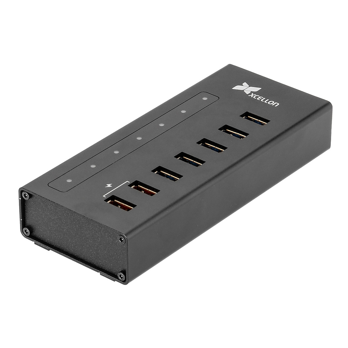 Xcellon 7-Port Powered USB 3.0 Slim Aluminum Hub with 2 Dual Data/Charging Ports
