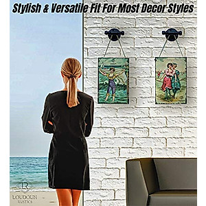 Loudoun Rustics Industrial Hooks for Bathroom Robe. Wall Hooks for Hanging Towels, Vintage Style Cast Iron Pipe Wall Mounted Heavy Duty Farmhouse DIY Coat Rustic Hook (Black (Set of 4))