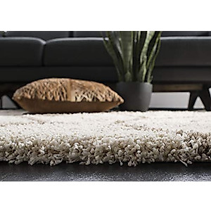 SAFAVIEH Hudson Shag Collection Area Rug - 10' x 14', Ivory & Beige, Moroccan Ogee Trellis Design, Non-Shedding & Easy Care, 2-inch Thick Ideal for High Traffic Areas in Living Room, Bedroom (SGH280D)