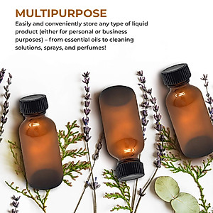 Onisavings Amber Glass Bottles 1 oz (30 ml) Pack Of 12 Empty Refillable Bottles With Black Cap - Leakproof Essential Oils Bottle for Storage and Travel Bottles for Liquids