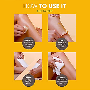 Nad's Wax Hair Removal For Women - Body+Face Wax - All Skin Types - At Home Waxing Kit With 6 Oz Sugar Wax, Cleansing Soap, Wooden Spatula, Re-Usable Cotton Strips