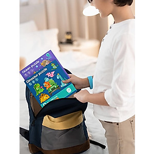 Vileafy Magnetic Puzzles for Kids Ages 4-8, 3 in 1 Wooden Dinosaur Puzzles Book for Boys Girls, Preschool Educational Learning Toys and Travel Games Toys (Dinosaur 25P+30P+42P)