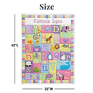 Let's Make Memories Personalized Baby Textured Alphabet Quilt - Pastel Color Design - New Baby