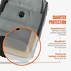 STM Dux 16L Premium Tech Backpack - Carry On Travel Laptop Backpack (Fits 15" Laptops) - Multi-Direction Cargo Access, Water Resistant & Luggage Passthrough - Black (stm-111-376P-01)