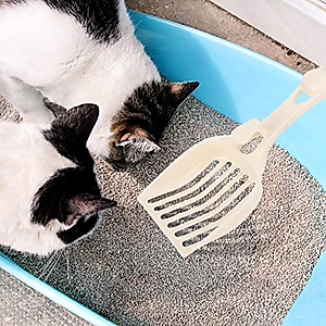 Depets Cat Litter Scoop, Litter Scoop with Wide Slats, Kitty Litter Scooper for Pine Pellets, Durable Plastic Litter Sifter Scoop - Designed for Easy Sifting, Milky White