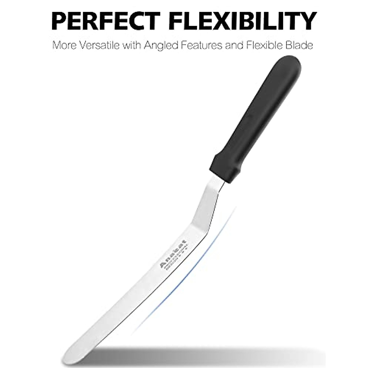 Anaeat Icing Spatulas, Set of 3 Professional Cake Angled Offset Spatula with 6", 8", 10" Stainless Steel Blades - Thickened Frosting Knife with Plastic Handle for Cake Decorating, Pastry & Baking