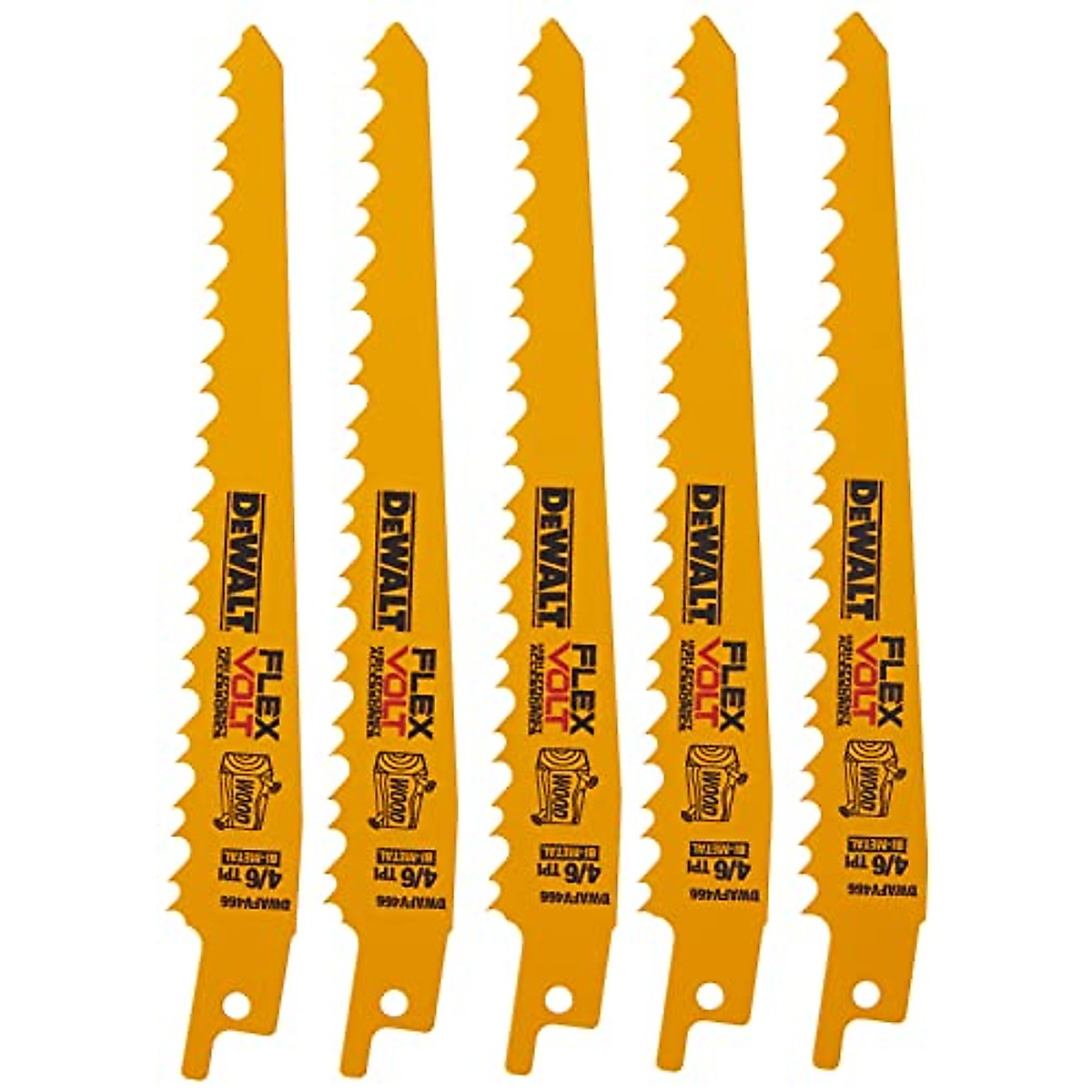 DEWALT FLEXVOLT Reciprocating Saw Blades, 5-Pack, 6”, 6TPI, Stainless Steel (DWAFV466)