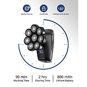 Head Shaver 8D - Electric Head Shavers for Bald Men with Wet and Dry Head - Cordless, Rechargeable, Ergonomic Design - Multifunctional Electric Razor