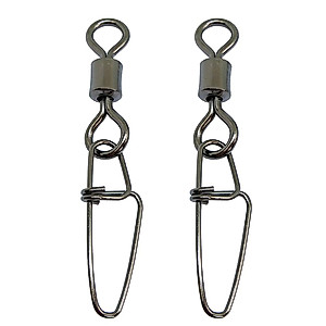 Unclesport 100pcs Fishing Rolling Swivels Coastlock Snap Freshwater Ice Fishing Tackle Bass Fishing Tools 2#-1.50"/83LB