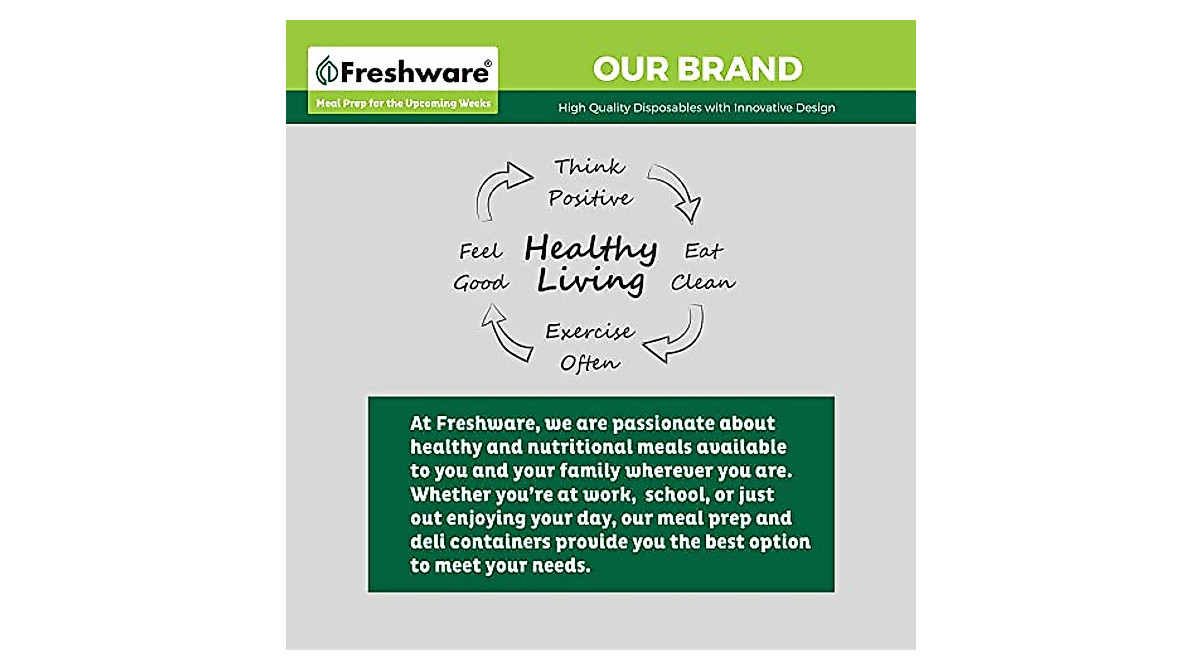 Freshware 12 Pack 48 oz Food Storage Containers