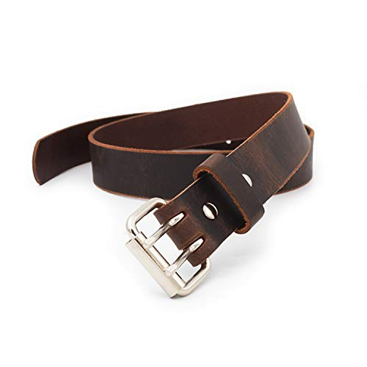 Double Down Leather Belt | Made in USA | Brown Leather Belt for Men | Two Prong Mens Work Belt | Size 36