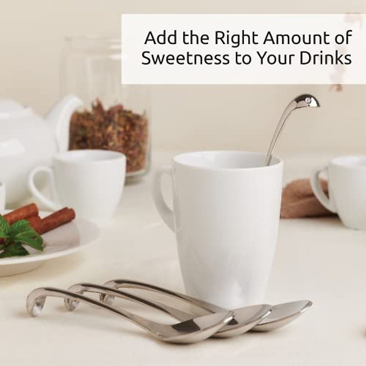 OTOTO Sweet Nessie Sugar Spoon (Set of 4) - Stainless Steel Tea Spoon - 100% Food Grade & Dishwasher Safe - Perfect Spoon for Tea & Coffee