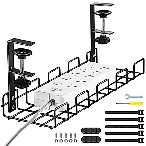 Cable Management Under Desk, No Drill Cord Organizer Management Tray for Office Home PC Computer Wire Management Rack,No Damage to Desk