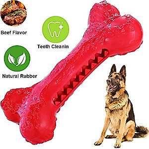 Dog Chew Toys for Aggressive Chewers, Durable Rubber Dog Bones Chew Toys, Interactive Tough Dog Toys for Large Medium Small Dog, Indestructible Dog Toy for Cleaning Teeth and Training (Large)