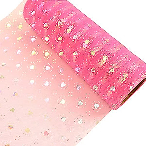 Yuanchuan Magic Heart Glitter Tulle Rolls 6 inch x 10 Yards (30 feet) for Table Runner Chair Sash Bow Pet Tutu Skirt Sewing Crafting Fabric Wedding Unicorn Halloween Party Gift Ribbon (Deep Pink)