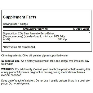 Swanson Saw Palmetto Men Prostate Health Hormone Support Urinary Health 160 Milligrams 120 Sgels (2 Pack)