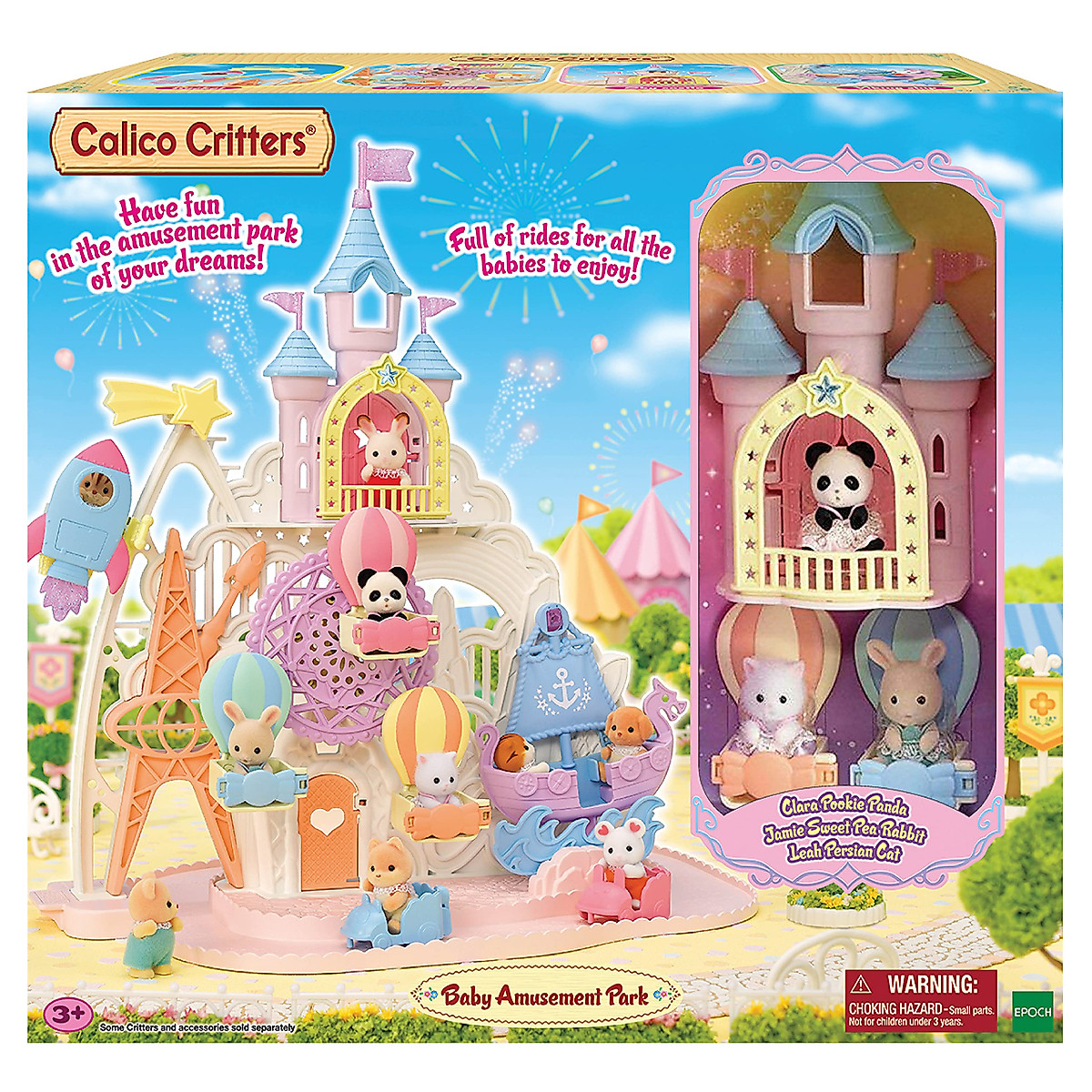 Calico Critters Baby Amusement Park, Dollhouse Playset with 3 Figures Included
