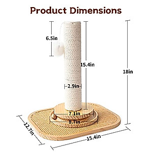 PLUROOF Cat Scratching Post, Cat Scratcher, 4-in-1 Premium Sisal Scratching Pad and Paper Rope Scratching Post with Interactive Track Toys and Dangling Plush Ball for Indoor Cats