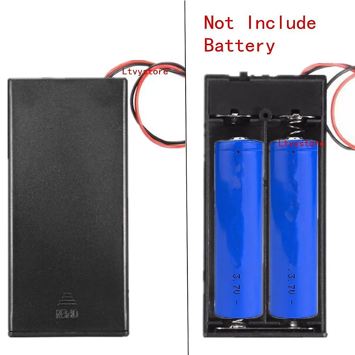 Plastic 18650 Battery Storage Case 2 Slots x 3.7V for 2x18650 Batteries Holder Box Container with ON/Off Switch, Set of 5, by Ltvystore