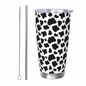 CHASOEA Cow Print Tumbler 20oz Animal Stainless Steel Vacuum Insulated Tumblers with Lid and Straw Travel Coffee Mug Tea Wine Cups Water Bottle Gifts for Women Cow Lovers