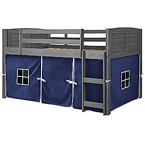 Donco Kids Louvered Low Loft with Blue Tent, Twin