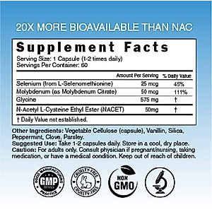 Nature's Fusions Neuro NAC Supplement N-Acetyl Cysteine Ethyl Ester - More Bioavailable Than NAC 600 mg - Boost Glutathione 10x More Than Liposomal Glutathione - 60 Capsules