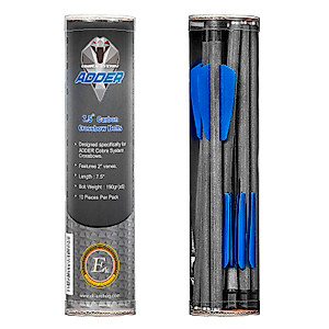 EK Archery Adder 7.5" Carbon Crossbow Bolts 2" Vanes. Includes 10 Carbon Arrows/Bolts. Fishing, Small Game Bow Hunting, Recreational, Target Practice, Urban Preppers, Bushcraft, Home Defense.