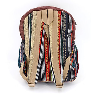 Unique design Himalaya Hemp Hippie Backpack Festival Backpack Hiking Backpack FAIR TRADE Handmade with Love. (BROWN)