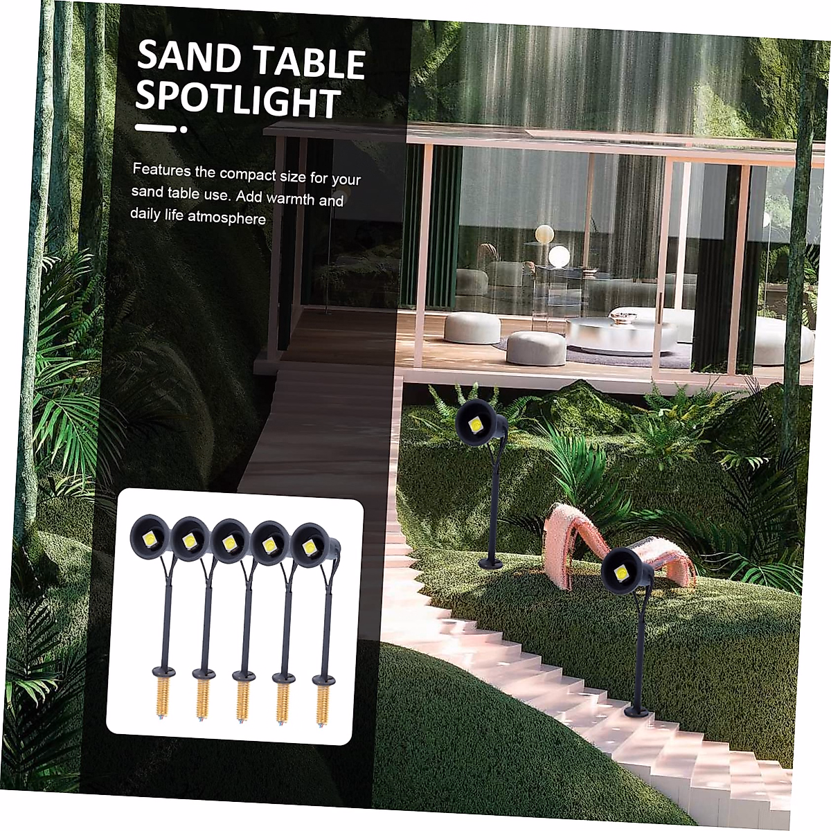 Housoutil 3sets Vivid Sand Table Spotlight Mini Spotlights for Models Micro Landscape Light Decor Miniature Spotlight 5pcs*3