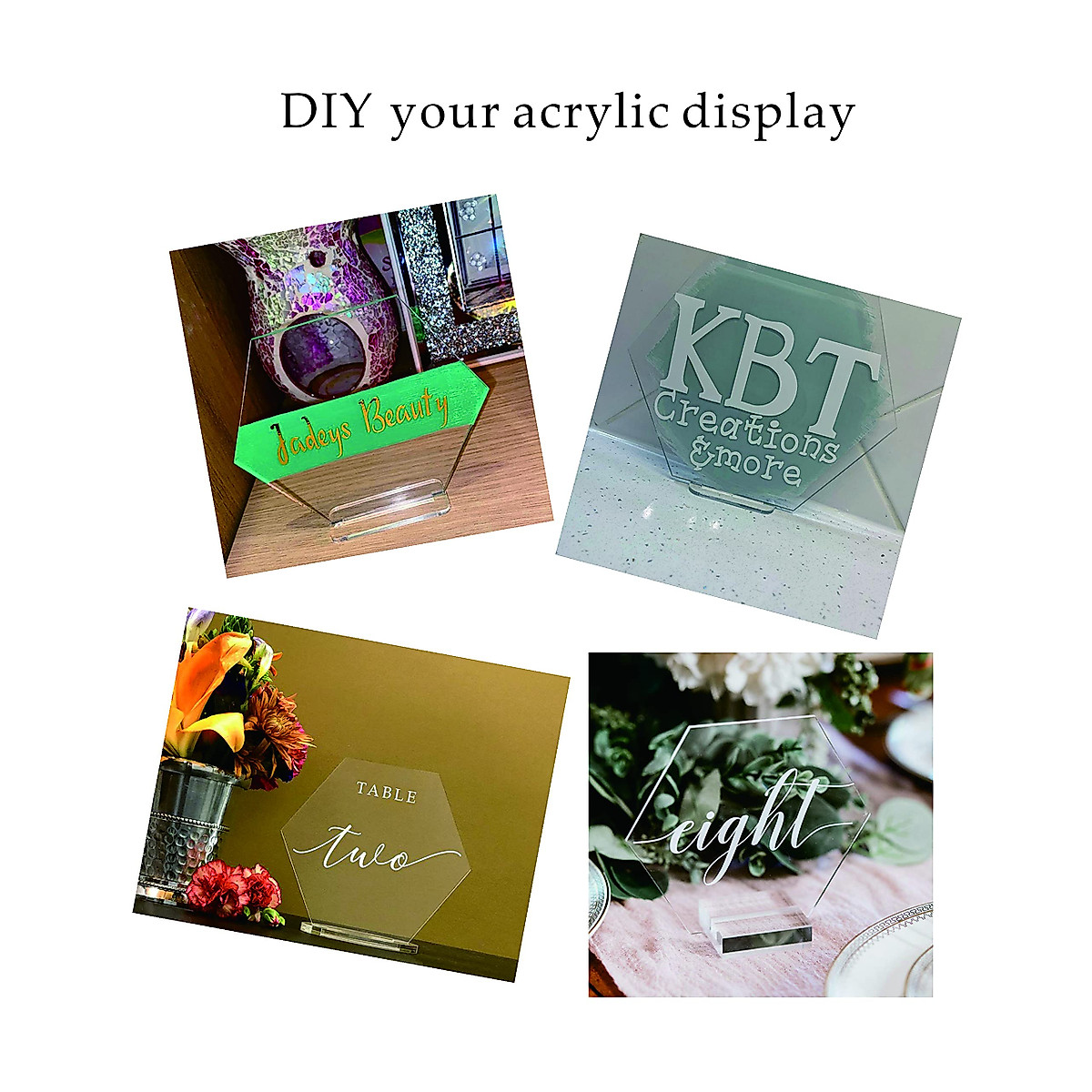 5 Sets Acrylic Blanks Hexagon with Stand,DIY Clear Wedding Signs,Personalized Hand Lettered Table Numbers (2.5'')