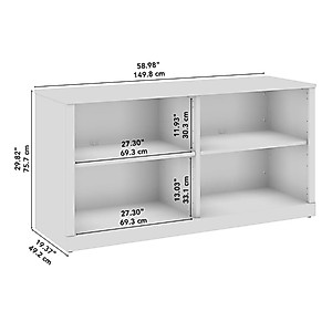 Bush Business Furniture Hampton Heights 60W Low Bookshelf in White, Horizontal Bookcase Storage for Home Office or Living Room