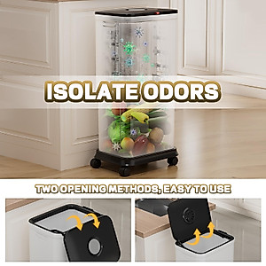 Telescoping Kitchen Trash Can with Lid,20L to 45L Adjustable Capacity/Height Garbage Can,Plastic Slim and High Trash Bin with Wheels for Bathroom/Bedroom/Living Room/Office Commercial Trash Cans