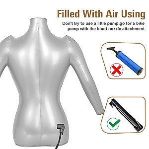 Newsmarts Inflatable Female Mannequin Half Body with Arms Torso Top Shirt Form Display Dummy Model