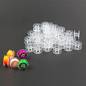 Hekisn Sewing Machine and Embroidery Bobbins, SA156 Bobbins for Brother, Class 15 Transparent Sewing Bobbins (20 Pack)