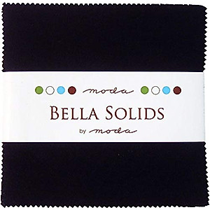 Bella Solids Blacks Moda Charm Pack by Moda Fabrics; 42-5" Quilt Squares