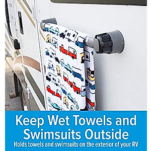 Camco Suction Cup Towel Bar | RV Exterior Installation | Features Mechanical Suction Cups | Durable Construction (44029)