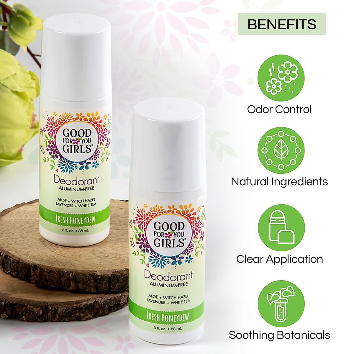 Good for You Girls Aluminum-Free, Natural & Vegan Deodorant for Kids, Preteens, Teens, Safe & Effective Odor Protection, Clear Roll-On, Natural Fragrance | Fresh Honeydew, 3 oz (Pack of 1)