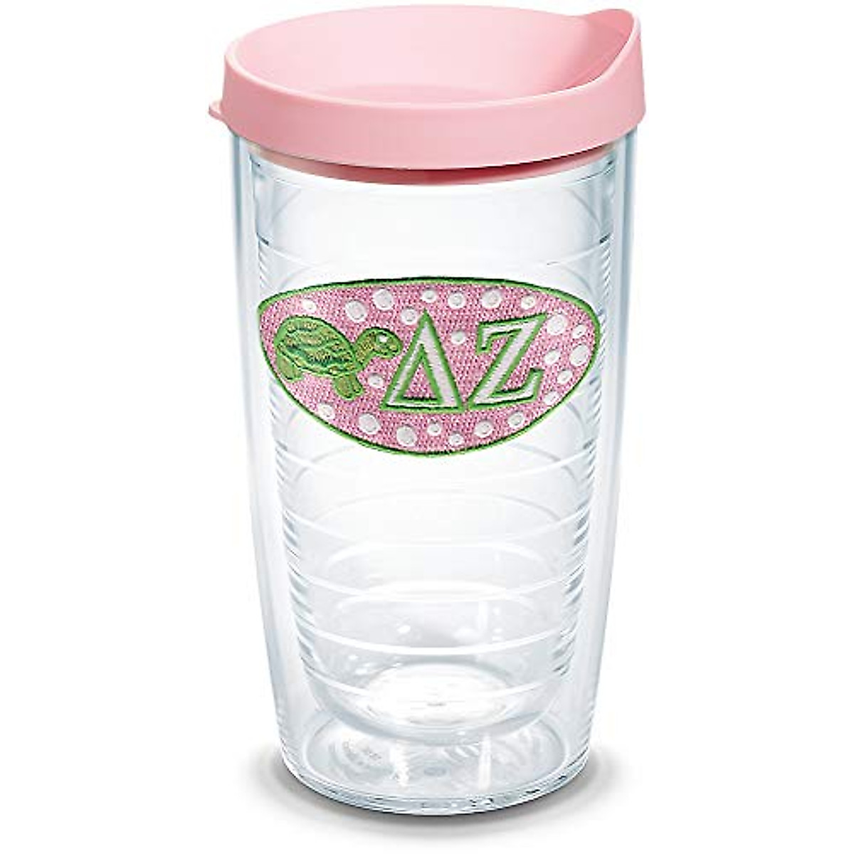 Tervis Sorority - Delta Zeta Tumbler with Emblem and Pink Lid 16oz, Clear