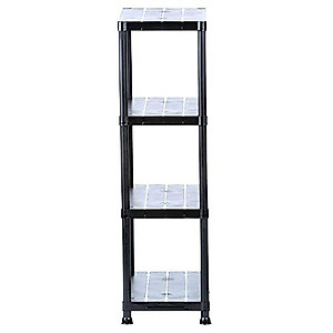 Black Plastic Shelf 4 Shelves 15 inches D x 28 inches W x 52 inches H - Storage Shelves - Storage Rack - Plastic Shelving Unit - Kitchen Shelves.