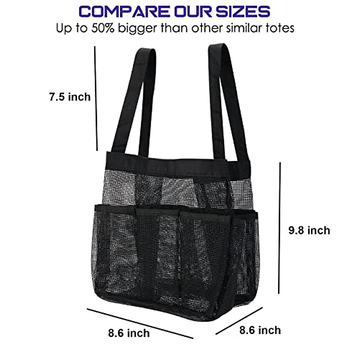 LCHULLE Mesh Shower Caddy Portable Quick Dry Shower Tote Hanging Bath & Toiletry Organizer with 8 Storage Pockets Cosmetic Shower Basket Bag for College Dorm Room Essentials Gym Bathroom Camp Travel