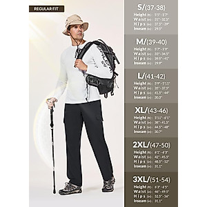 BALEAF Men's Hiking Pants Waterproof Lightweight Quick Dry Cargo Travel Elastic Waist Strentch Straight Leg UPF 50+ for Work Athletic Black Size M