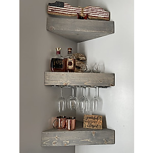 1 Wine Rack, 2 Corner Floating Shelves Set