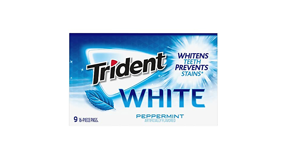 Trident White Peppermint Sugar Free Gum - Freshen Breath & Whiten Teeth