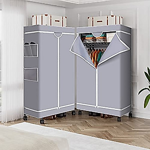 PUNION Garment Rack Cover Only Available for GR1 Clothing Rack, Dustproof Oxford Fabric Hanger Sleeve with Zipper, with Side Pocket, 36" L x 18" W x 71" H, Grey