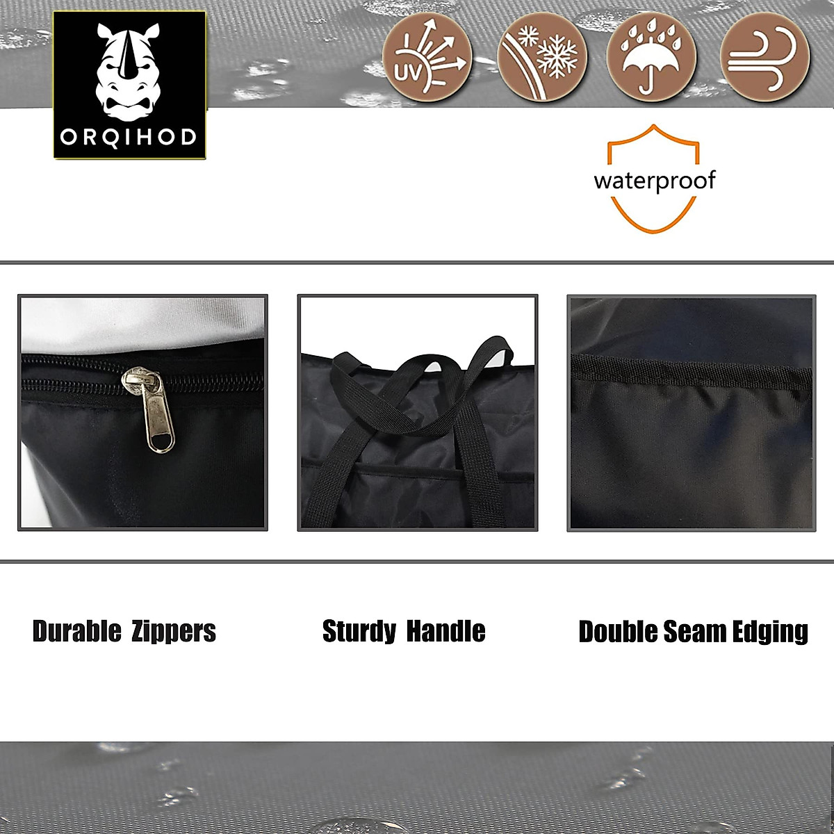 Orqihod Outdoor Cushion Storage Bag Waterproof, Extra Large Bag for Outdoor Cushions 420D Heavy Duty Patio Furniture Cushion Storage Bags with Zipper 65 Inch, Black